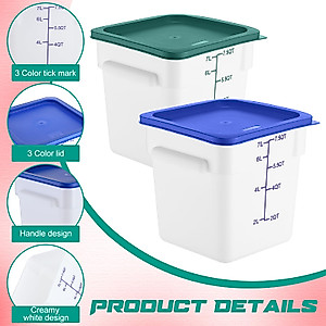 Wenqik 6 Pieces 7.5 Quart Commercial Food Storage Containers with Lid Square Food Storage Containers with Lids Space Saving Clear Brining Container for Kitchen Restaurant Freezer Flour Sugar