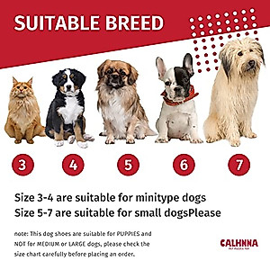 CALHNNA Dog Shoes Puppy Paw Protectors Dog Shoes for Hot Pavement Dog Boots with Anti Slip Socks Cat Dog Booties for Small Medium Dogs Pink 3 Red 7