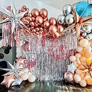 PartyWoo Metallic Rose Gold Balloons, 110 pcs 22 Inch Star Balloons and Rose Gold Balloons Different Sizes Pack of 18 Inch 12 Inch 10 Inch 5 Inch for Balloon Garland Balloon Arch as Party Decorations