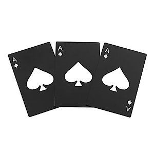 QLL 3 Pack Bottle Opener, Stainless Steel Credit Card Size Casino Bottle Opener for Your Wallet, Black