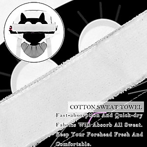 Cartoon Black Cat with Scratch Working Cap with Button & Sweatband, 2 Packs Reusable Surgical Surgery Hats Ponytail Holder, Multi Color