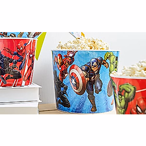 Zak Designs Marvel Universe Movie Night Family Reusable Popcorn Bowl Set with Serving Container and Individual Cups, Reusable and Made From Durable Plastic (5 Pieces, Non BPA)