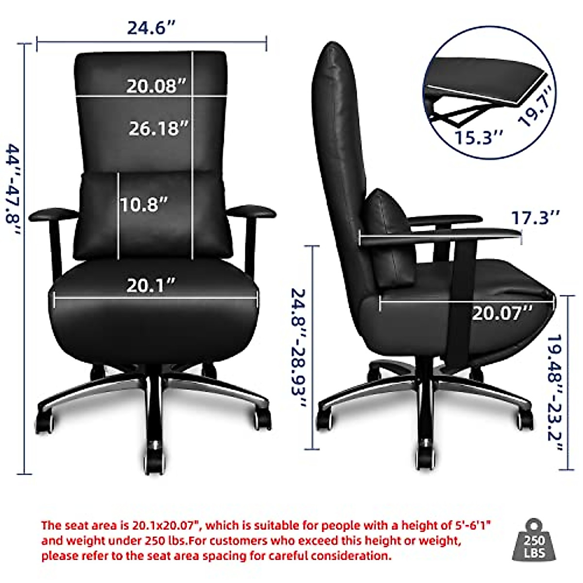 FIBO Gravity-Sensing Executive Home Ergonomic Office Chair Reclining Office Chair with Foot Rest & Headrest, High-Back PU Leather Computer Desk Chairs with Back & Lumbar Support Task Chair, (Black)