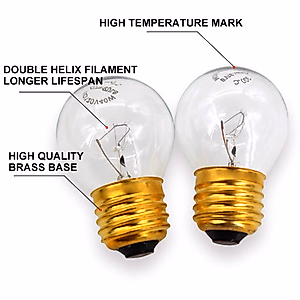 haraqi 4 Pack E27 E26 G45 120 Volt 40 Watt Oven Bulb,High Temperature 300 Degree Resistant Incandescent Bulbs,Brass Base Clear Glass Oven Bulb