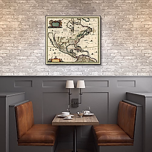 HomeRoots 16" X 20" Vintage 1652 Map Of Early North America Wall Art