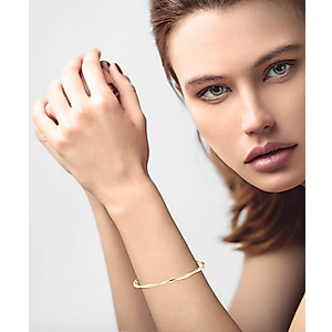 Miabella 18K Gold Over Sterling Silver Italian Oval Twist Hinged Bangle Bracelet for Women, 925 Made in Italy (Large - 8 Inches)