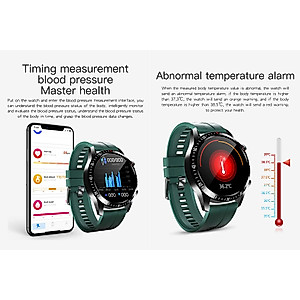 KRG Kerunga Business Sports Smart Watch Compatible with iPhone and Android/with Bluetooth Calling/Heart Rate/Sleep Tracker/IP67 (Black Silicone Strap Style, KRG-K29, 10*1.8*0.5inch