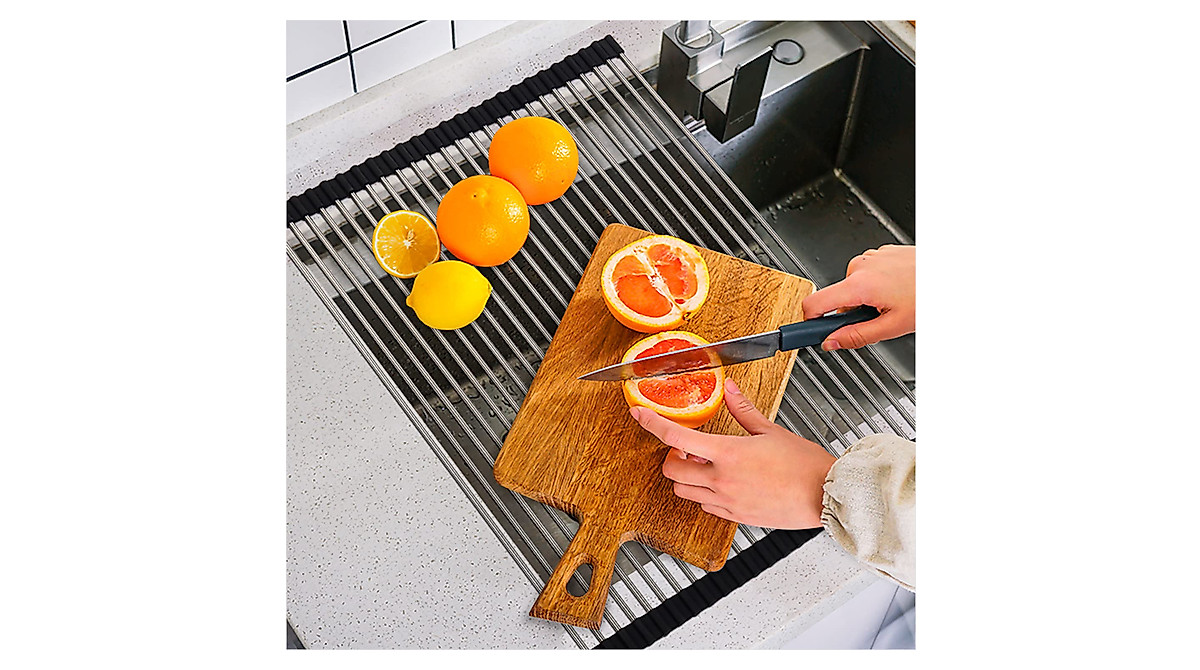 SunCleanse Roll Up Dish Drying Rack - Over Sink, Foldable & Heat-Proof