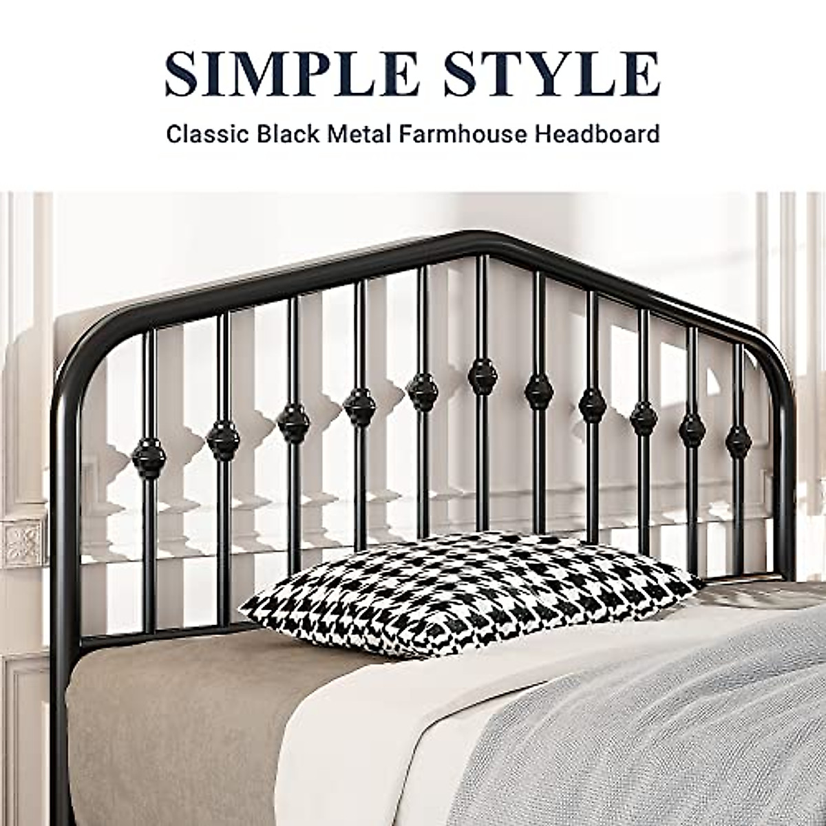 Allewie Queen Size Platform Metal Bed Frame with Chic Headboard and Footboard, Modern Design with Storage Space, Easy Assembly, Black