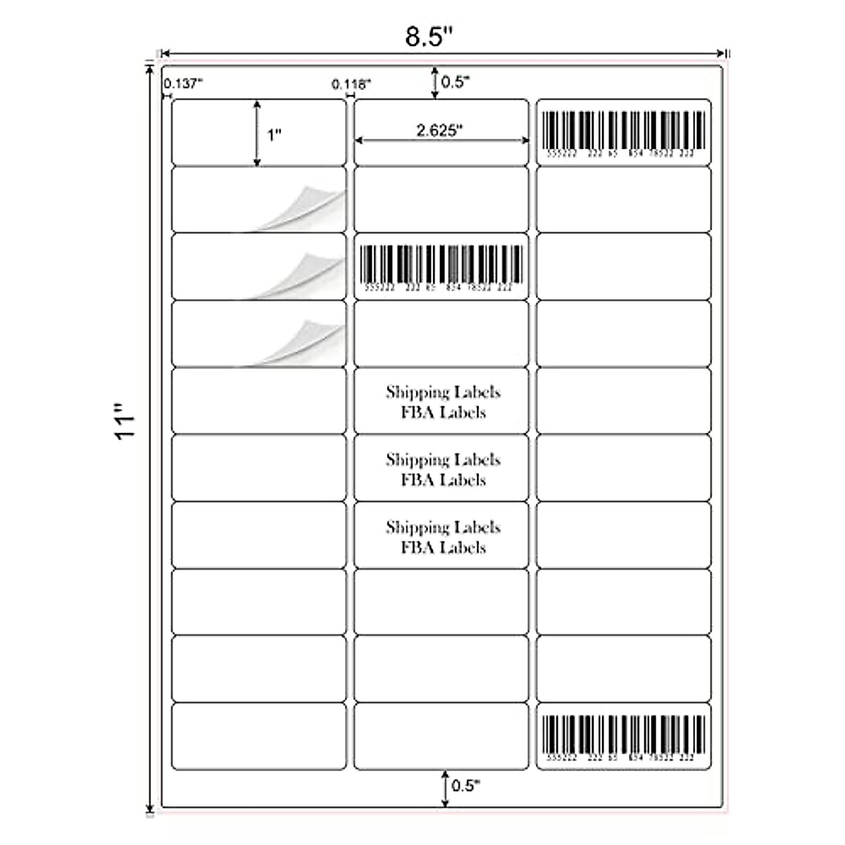1" x 2-5/8" Address Labels 900 Labels Sticker Paper for Laser/Ink Jet Printer mailing Labels 8.5"×11" White 30 per Sheet