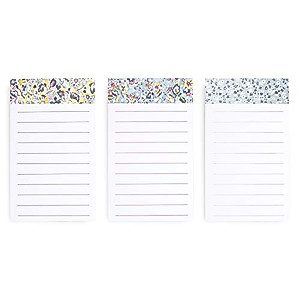 Vera Bradley Tab Notes with 90 Double Sided Lined Sheets for Daily Planner, Loose Paper Pad with Decorative Storage Box, Floating Garden
