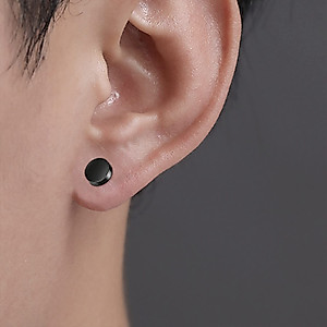 D.Bella Stud Earrings Fake Cubic Zirconia Diamond Earrings for Women Men Black