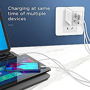 HTC 65w USB C Wall Charger 3 Ports, GaN Fast Charger Block Type C Wall Charger Foldable Plug Travel Adapter for iPad/iPad Mini, MacBook Air/Pro, iPhone 13/13Pro/13 Pro Max/12/11, Pixel, Galaxy, Switch