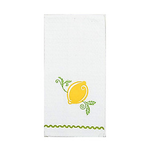 Loving Home Classic Cotton Flat Waffle Weave Lemon with Blossom Yellow Striped Dishtowel Set of 2 Tea Towels
