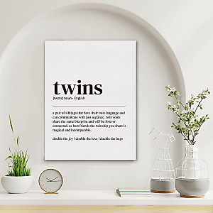 Twins Definition a Pair of Siblings Canvas Wall Art Poster Print Gift, Twin Nursery Painting Ready to Hang Home Decor (11.5" x 15")