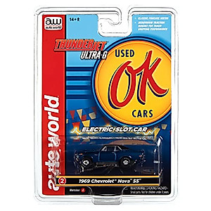 Auto World Thunderjet OK Used Cars 1969 Chevrolet Nova SS (Blue) HO Scale Slot Car