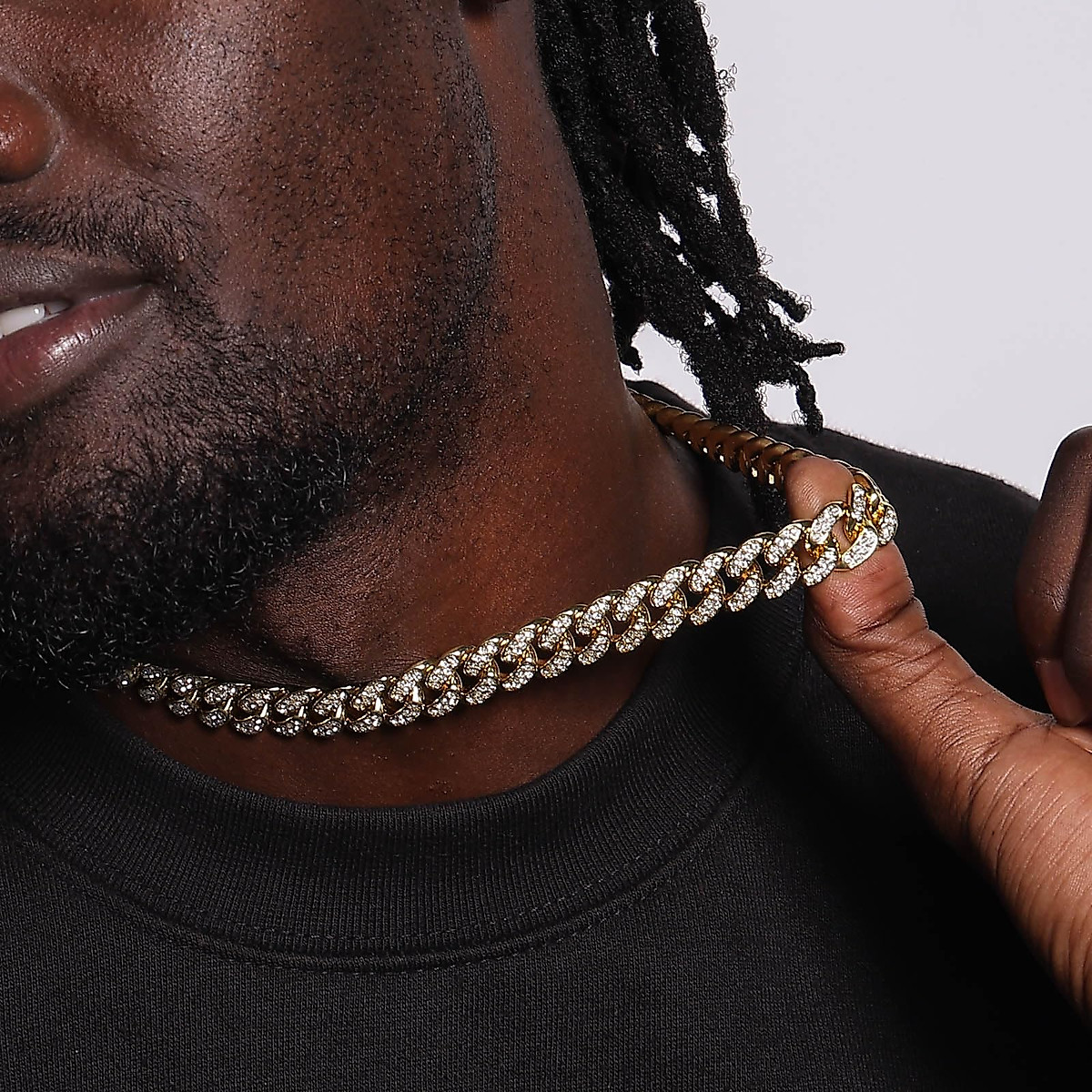 FEEL STYLE Mens Cuban Link Chain Gold Silver Plated Bling Miami Cuban Necklace Diamond Chain for Men13MM Iced Out Hip Hop Jewelry