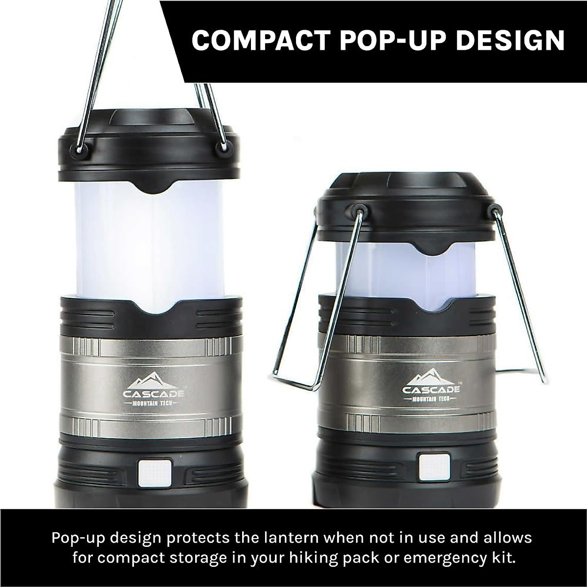 Cascade Mountain Tech Pop-Up IPX4 Water-Resistant LED Lantern with 4 Light Modes - 3 Pack