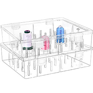 New brothread Pack of 2 Tall and Clear Storage Box/Organizer for 2x30 Home Embroidery&Cotton Thread Spools Compatible with Tall Thread Spools from Isacord/Floriani/Madeira/Glide/RA/Connecting Thread