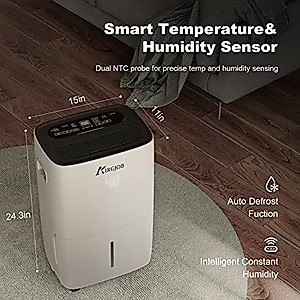 70-Pint Energy Star Dehumidifier for Basement - 5500 Sq. Ft. Quiet Dehumidifier for Large Capacity Room Home Bathroom Basements - Auto Continuous Drain Remove Moisture