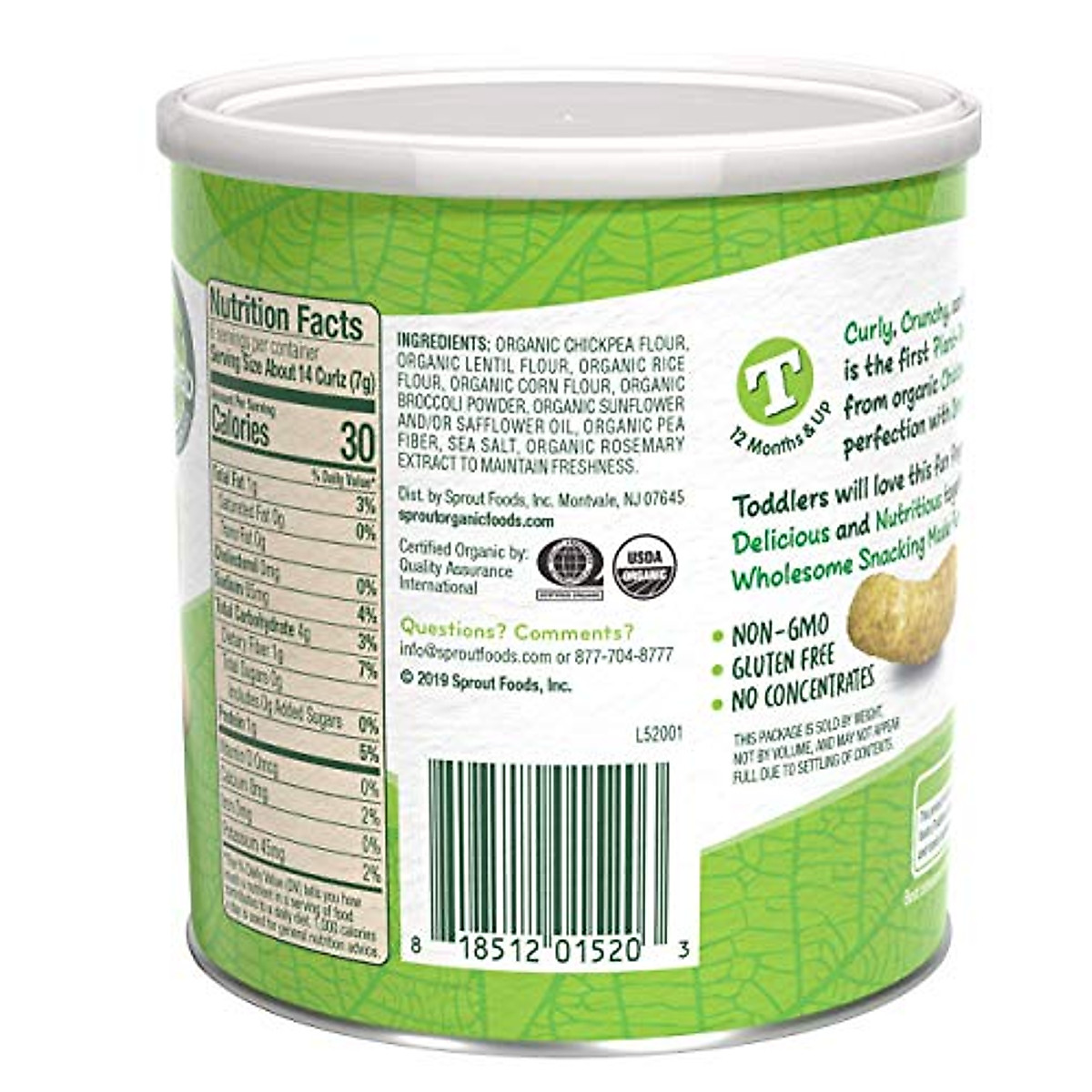 Sprout Organic Baby Food, Stage 4 Toddler Snacks, Broccoli Plant Power Curlz, 1.48 Ounce (Pack of 6)