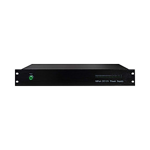 HDView CCTV Distributed Power Supply Box for Security Camera, PTC Resetable Fuse [no Fuse Burn], Rack Mount (18 Ports 20Amp, 12V DC Power)