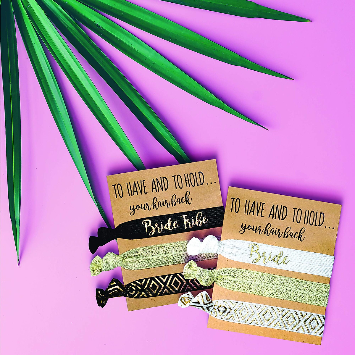 6 Pack of Bachelorette Party Favors | 1 'Bride to Be' and 5 'Tribe' Hair Ties| Pop Fizz Designs
