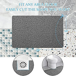 LOCHAS Shower Mat Non Slip Bathtub Mats 24 x 16 Inch, Soft Loofah Bath Mat for Bathroom, Bath Tub, Shower Floor, Dry Fast, Grey