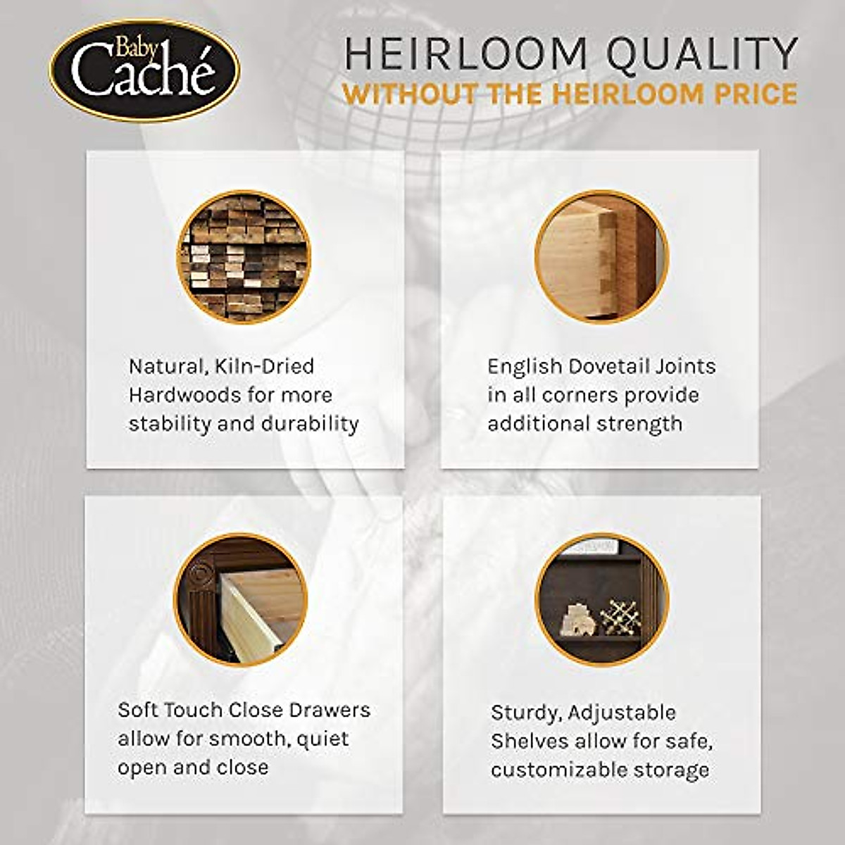 Baby Cache Natural Hardwood Changing Station Table Topper | Montana Collection | Driftwood