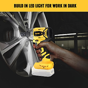 WITLIGHT Cordless Impact Wrench, Compatible w/ 20V Max Battery (NOT Included), Mellif 1/2" High Torque (258Ft.lbs/350N.m) Brushless Impact Driver 3 Speeds & Memory Mode & LED light, Yellow