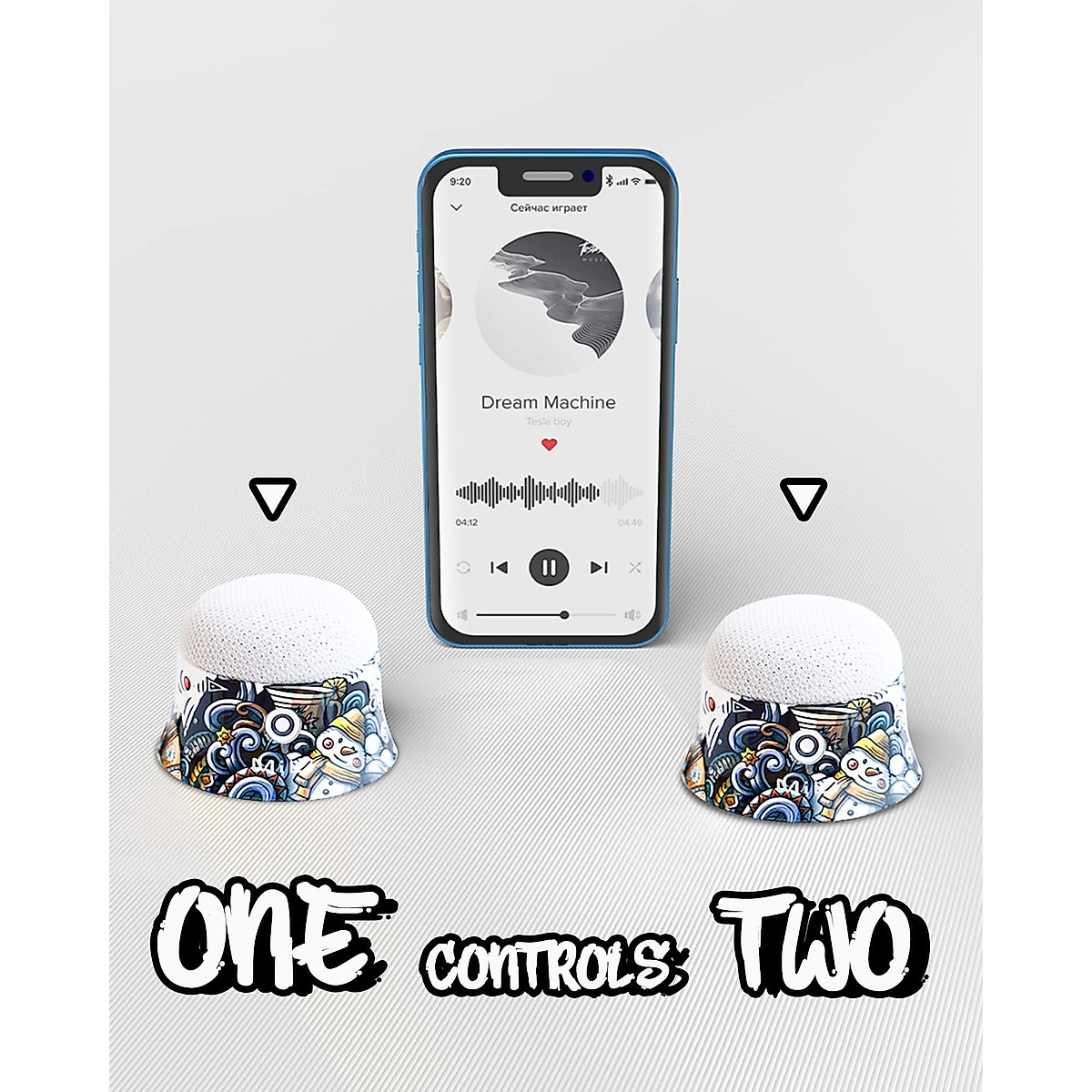 MiLi Small Magnetic Bluetooth Speaker, Compatible with MagSafe iPhone 12/13, Mini Wall Mountable True Wireless Portable Speaker for Golf Cart Tiny Speaker for Gifts (2 PCS, Snowman)