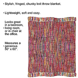 ART & ARTIFACT Boho Throw Blanket - Colorful Striped Chunky Knit Blanket Hippie Room Decor - 48" x 70" Afghan