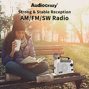 AM/FM/SW1/SW2 Radio Transistor Radio AC or Battery Operated with Best Reception Big Speaker and Precise Tuning Knob with AUX in & 3.5mm Earphone Jack