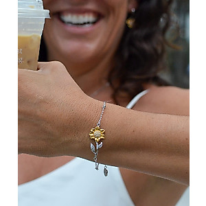 Niece Gifts From Aunt, Life To My Badass Niece Bracelet From Aunt, Sterling Silver Bracelet with 14k Gold Sunflower For Niece, Birthday Graduation, Valentines Gift For Niece