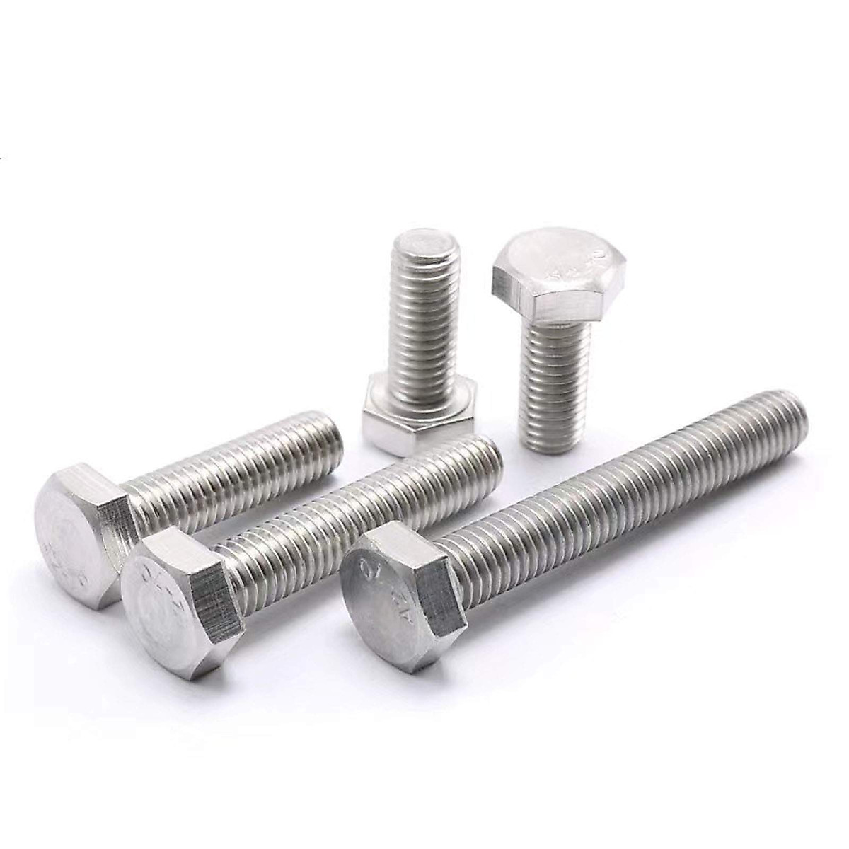 10 Pcs M8 Hex Bolt M8-1.25 x 55mm UNC Hex Head Screw Bolts A2-70(304) Stainless Steel Fully Threaded Hex Tap Bolts，Plain Finish，Fully Threaded (M8 x 55mm)