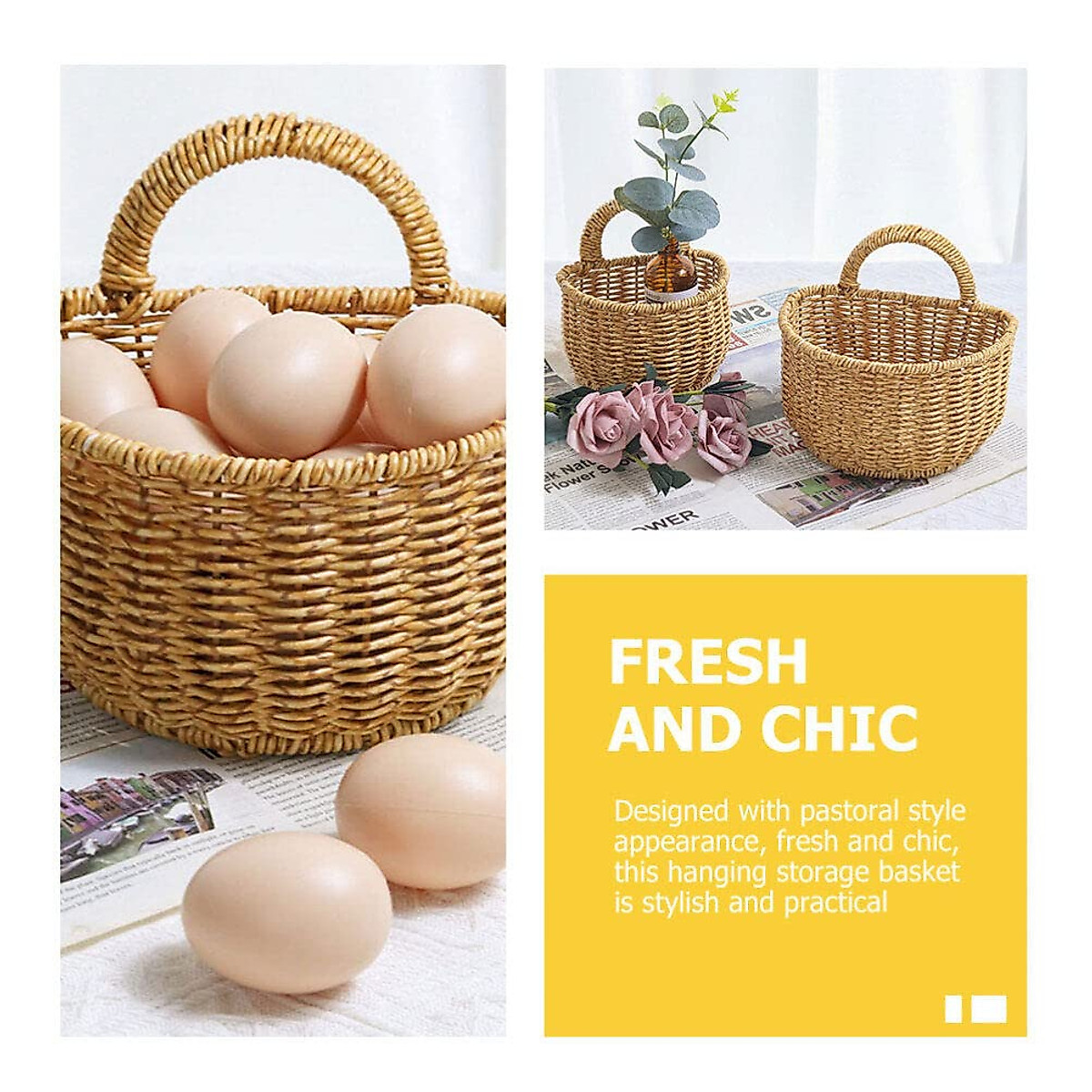 BESTOYARD 2pcs Woven Storage Basket shelf basket sundries storage basket rattan wall outdoor pots hanging rattan basket baskets jute small storage basket wall flower basket bread flowers pp