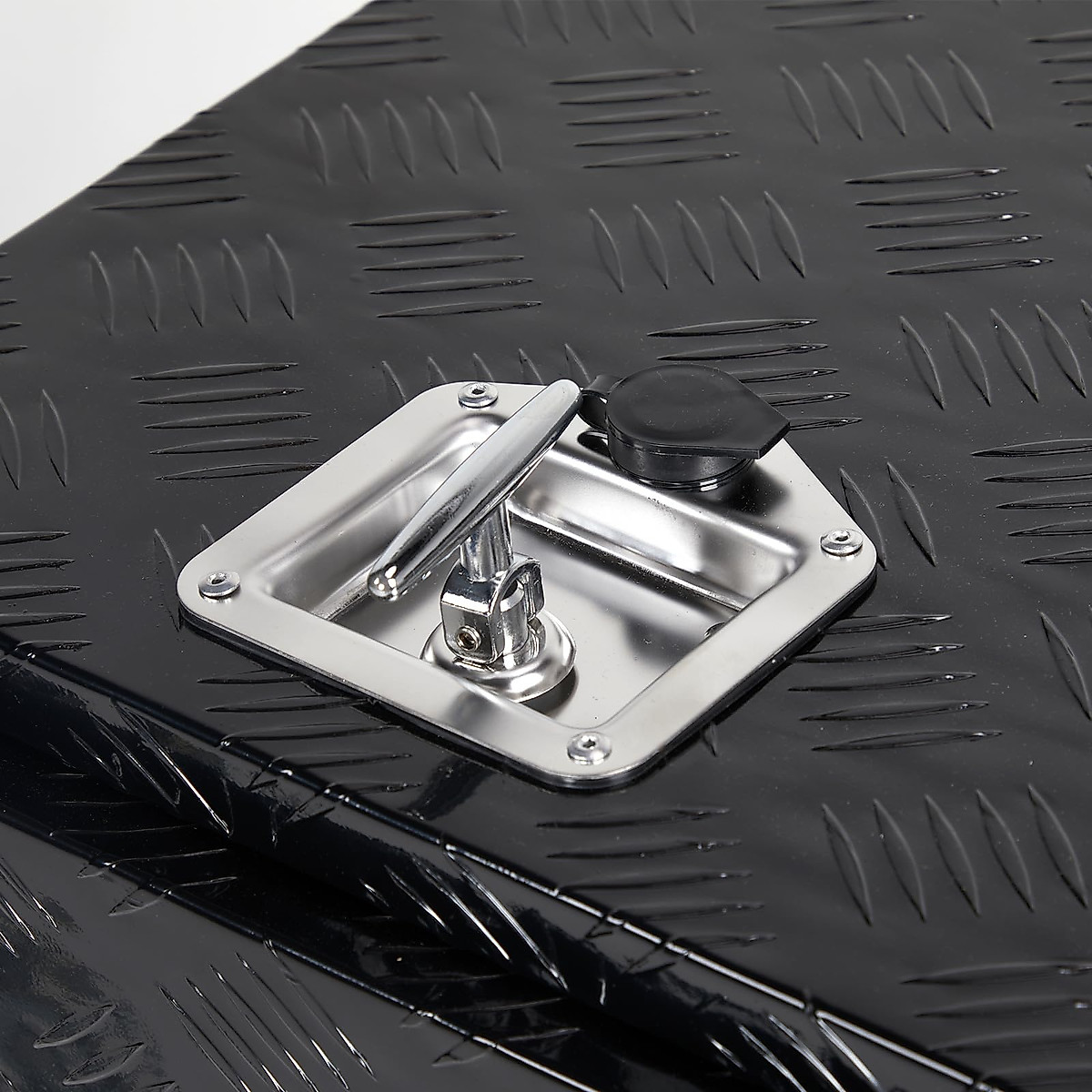 MOTORHOT 30" W x 17" D x 18" H Aluminum Truck Bed Tool Box, Diamond Plate ToolBox for Pick Up Truck RV Trailer, Chest Storage Organizer with Lock and Keys, Black