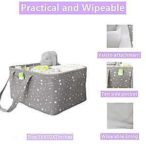 QiANBiRD Baby Diaper Caddy Organizer Storage Basket for Girl Boy Shower Gifts Portable Large Nursery Holder Tote for Changing Table or Car Newborn Essentials Baby Registry Must Haves Item…