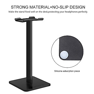 Link Dream Headphone Stand Headset Holder Gaming Headset Holder with Aluminum Supporting Bar Flexible Headrest Anti-Slip Earphone Stand for All Headphones