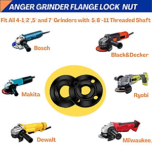 Angle Grinder Wrench Angle Grinder Nut 2PCS Grinder Flange Nut 5/8-11 Grinder Nuts Compatible with Dewalt Milwaukee Makita Bosch Ryobi Black Decker Grinder Parts …