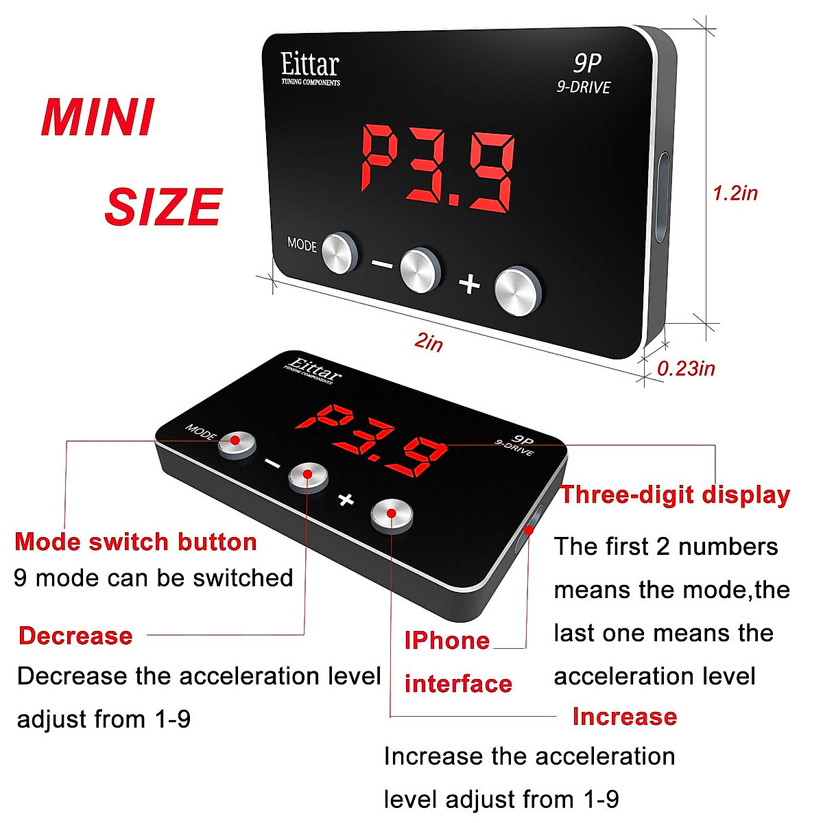 GWNOWZZET 9 Drive 9 Mode Pedal Accelerator Compatible with FORD F150/250/350/450/F550 2011+，MUSTANG 2011+，RANGER 2012+ (9P-261)