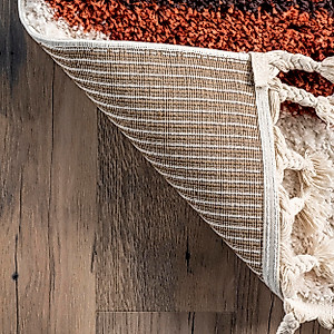 nuLOOM Kali Geometric 5x8 Shag Area Rug for Living Room Bedroom Dining Room Nursery Kitchen, Rust/Ivory