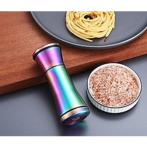 Rainbow Salt And Pepper Shakers, Kyraton Titanium Plating Stainless Steel Salt And Pepper Grinders Refillable Pepper Grinder, Pepper Mill, Salt Grinder, Salt Shaker, Salt Pepper Shaker Set of 2