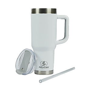 Pelican Hydration Pelican Porter™ 40 oz Vacuum Insulated Tumbler - Recycled Stainless Steel Double Wall Travel with Dual Lid, Powder Coated Insulated Coffee Mug For Hot Cold Drinks, Bright White