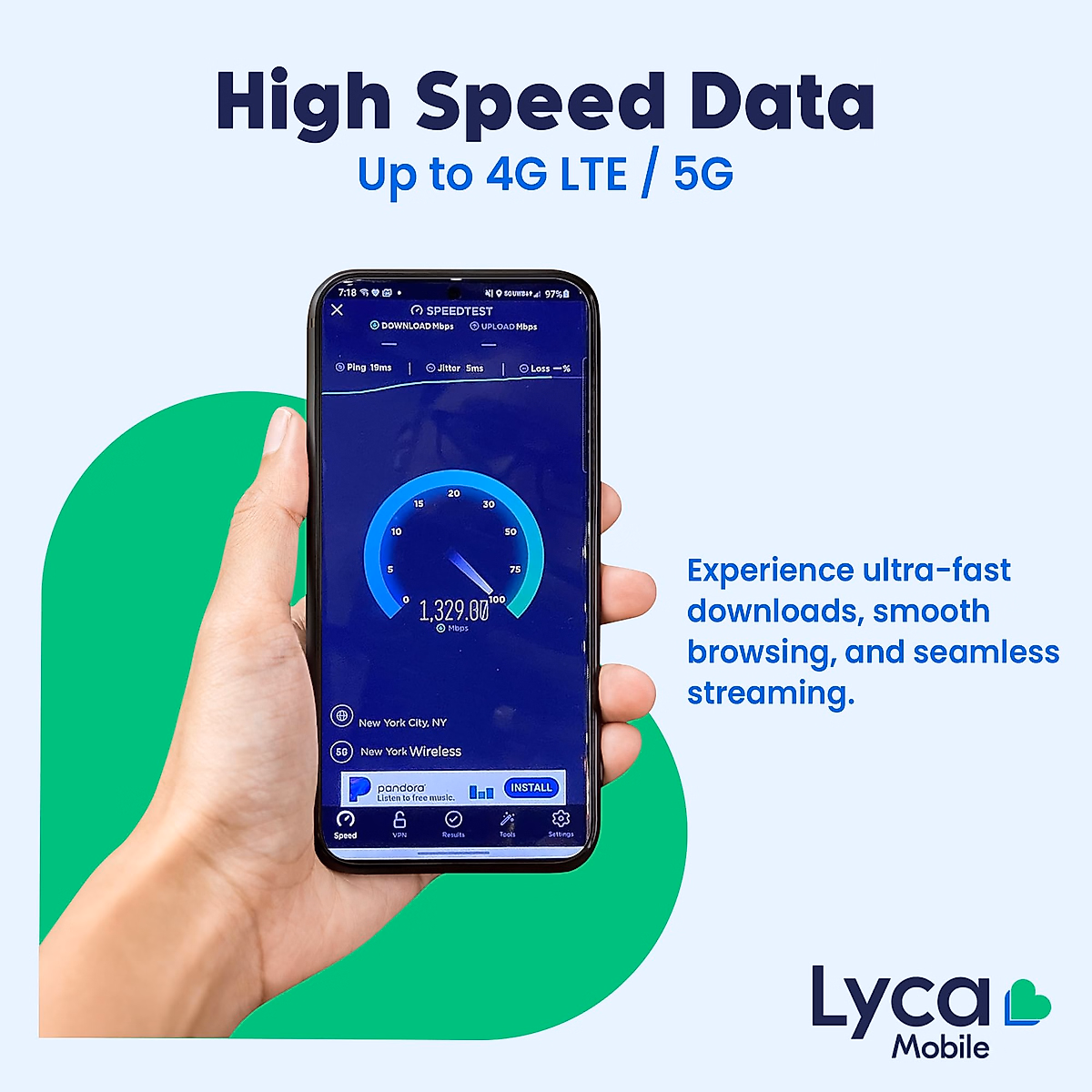 Lycamobile 90 Day Prepaid SIM Card for Cell Phones, 10GB High Speed 4G LTE/5G Data, International Talk & Text to 100+ Countries, Quick Activation, 3-in-1 Triple-Cut, Compatible w/Most Mobile Phones