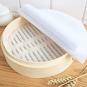 10 Pcs Silicone Steamer Mesh Mat 7 Inch Round Silicone Steamer Liners Mat Reusable Bun Steamer Pad Non-Stick Dim Sum Mesh for Home Kitchen, Bamboo Steamer, Restaurant, Dumplings, Pastry