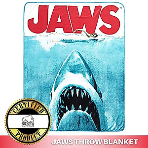 Silver Buffalo Jaws Great White Shark Throw Fleece Blanket - 45 x 60 inches | Soft and Cozy