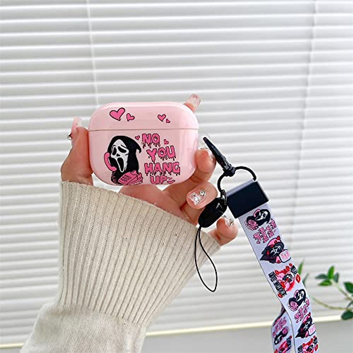 ashlvz15520 Scream Ghost Air pod pro Case/ 2nd Generation - Ghost face Air pod pro 2nd Generation Case Cover - Horror Funny Cool Case for Air Pod pro(2019) /pro 2(2022) Keychain (NO You/pro2 Pink)