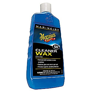 Meguiar's Marine/RV Once Step Cleaner Wax M5016 - Professional-Grade Marine Wax and RV Wax that Cleans, Polishes and Adds Wax Protection for a Long-Lasting Shine - Restores Color and Gloss, 16 Oz