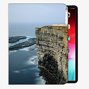 Wugao iPad Pro 12.9 Case 5th/4th/3rd Generation Case 2021 2020 2018 PU Leather with Pencil Holder,Ocean Blue Sea Lighthouse Auto Wake/Sleep Feature Standing Cover